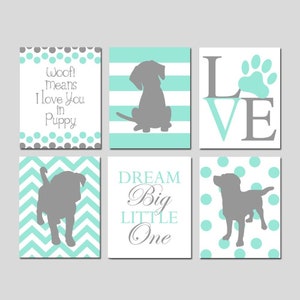 Puppy Nursery Wall Art, Dog Nursery Decor, Woof Means I Love You in ...