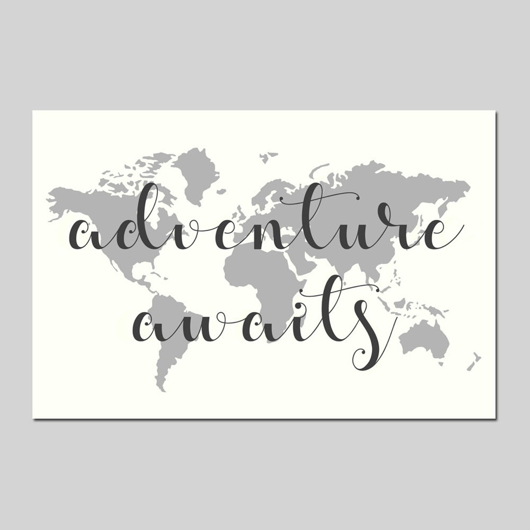 Adventure Awaits Map, Adventure Awaits Sign, Adventure Awaits Canvas or ...