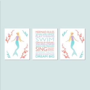 Mermaid Art, Mermaid Bedroom Art Mermaid Rules, Mermaid Bathroom Art ...
