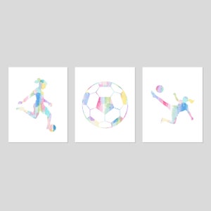 Colorful Soccer Art for Girls Room Decor, Girls Soccer Wall Art, Girls ...