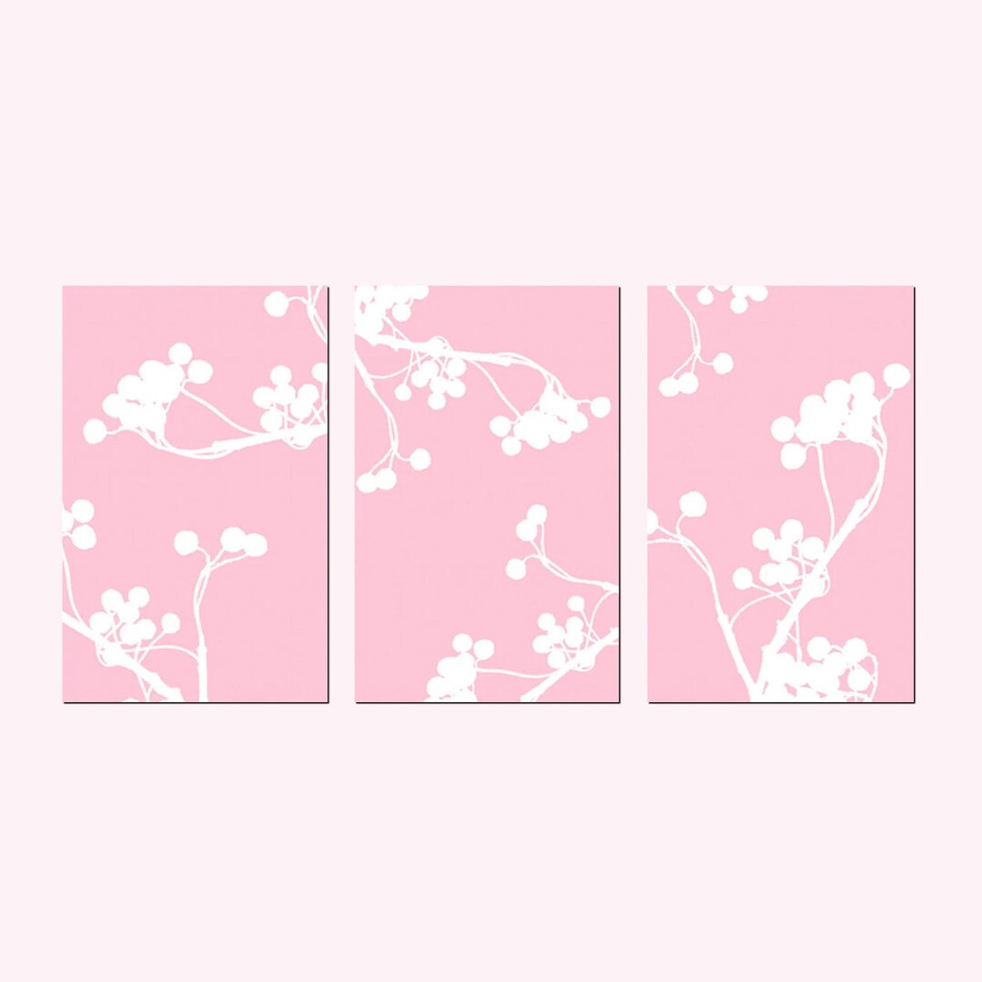 Pink Floral Art Pink Botanical Wall Art Girl Nursery Art - Etsy