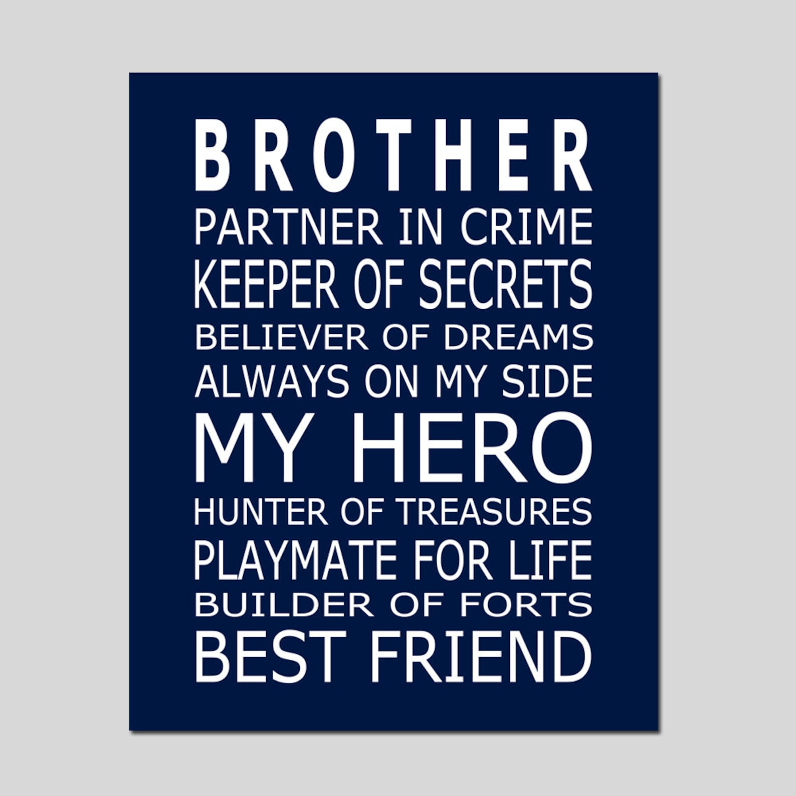 Personalized Brother Sign Brother Print or Brother Canvas - Etsy
