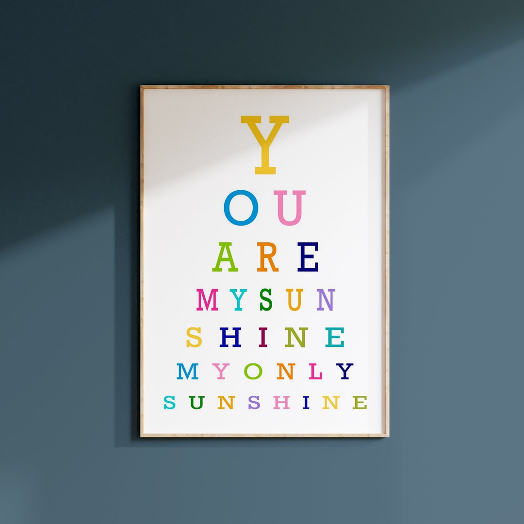 You Are My Sunshine Eye Chart Sign, Optometrist Wall Art, Modern ...