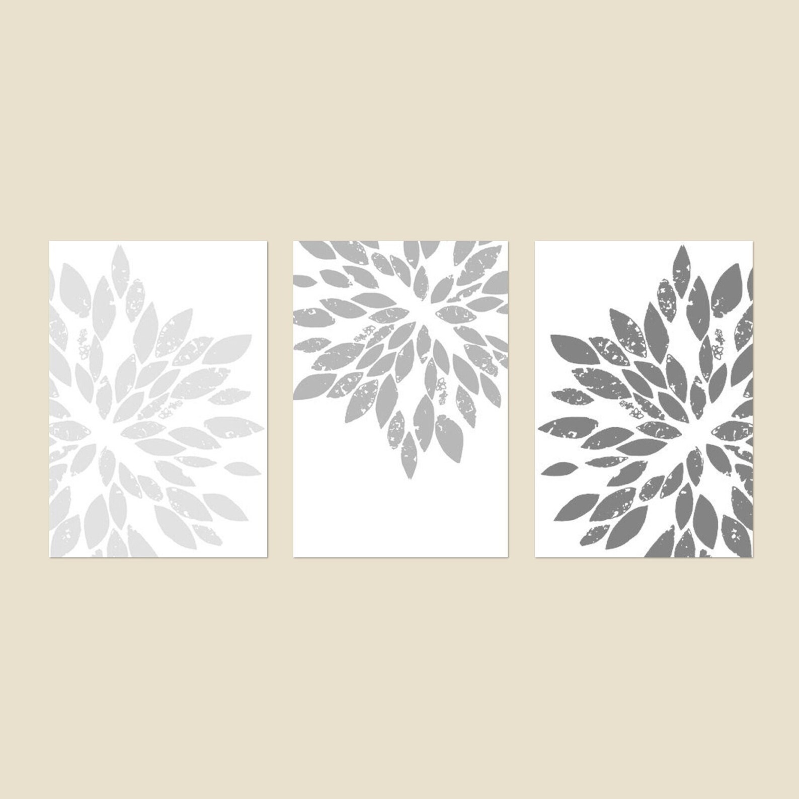 Grey Floral Art Prints Modern Floral Art Prints Gray Floral - Etsy