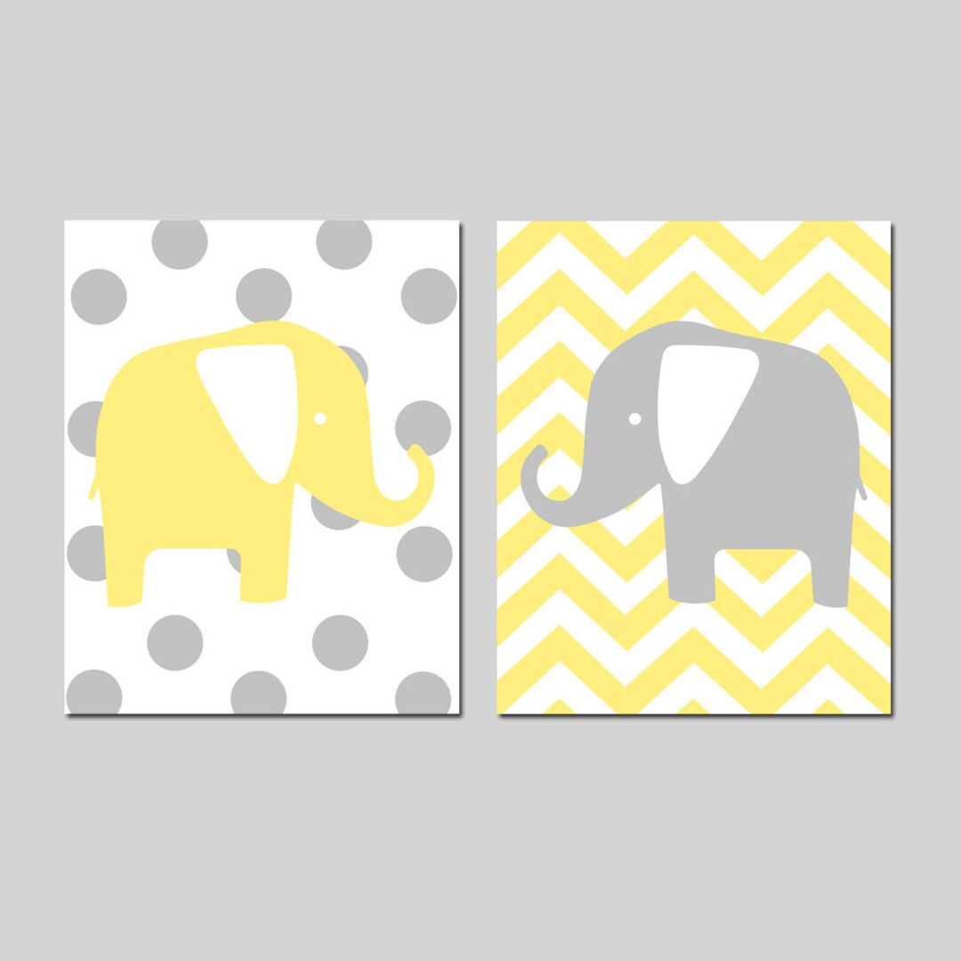Elephant Nursery Art, Chevron Elephant Art, Polka Dot Elephant Decor ...