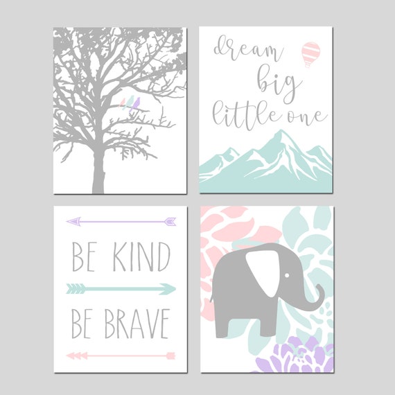 Boho Nursery Decor Girl Elephant Nursery Decor Mountains | Etsy