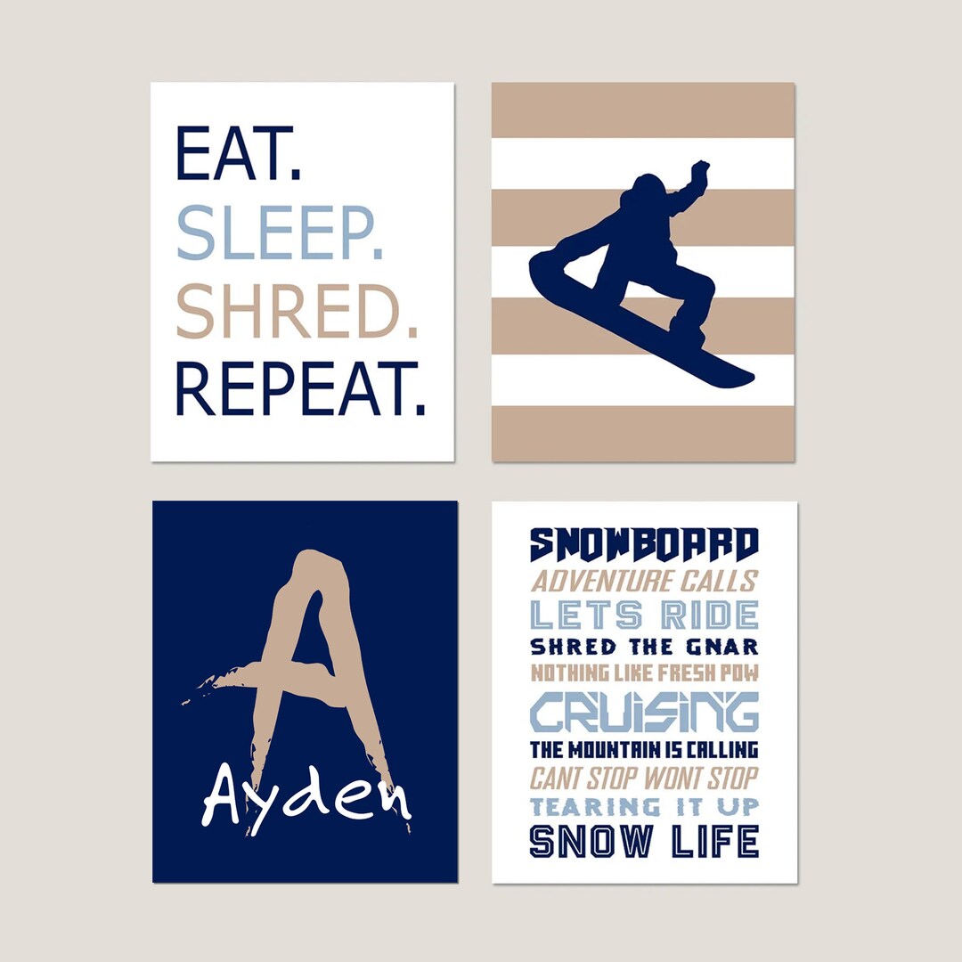 Snowboard Decor, Tween Boy Room Decor Wall, Kids Snowboarding Art, Teen ...