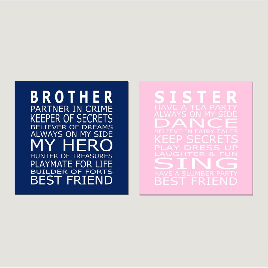 Brother Sister Sign, Brother Sign, Brother Wall Art, Brother Quote ...