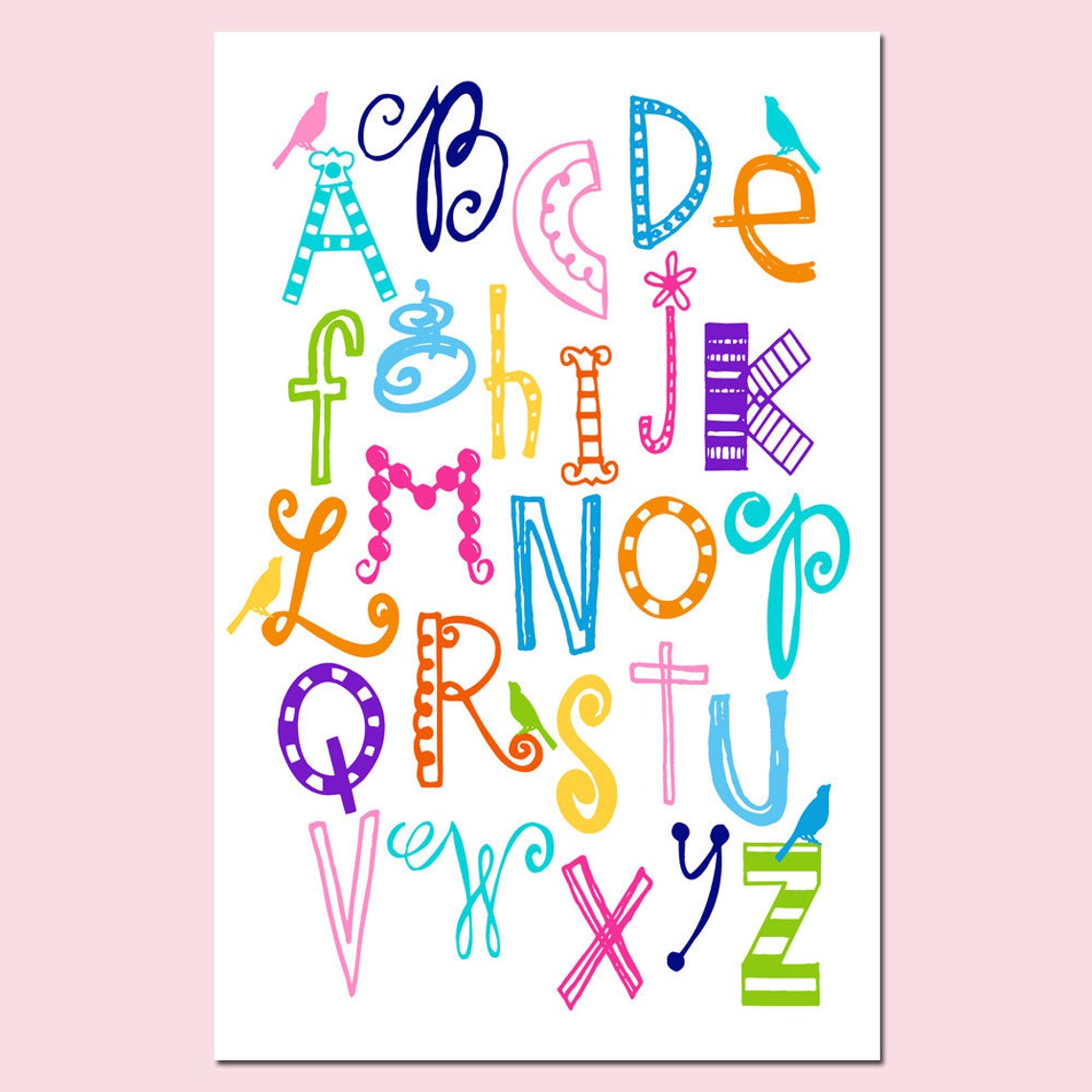 Colorful Alphabet Print Girly Alphabet Art Girl Nursery - Etsy