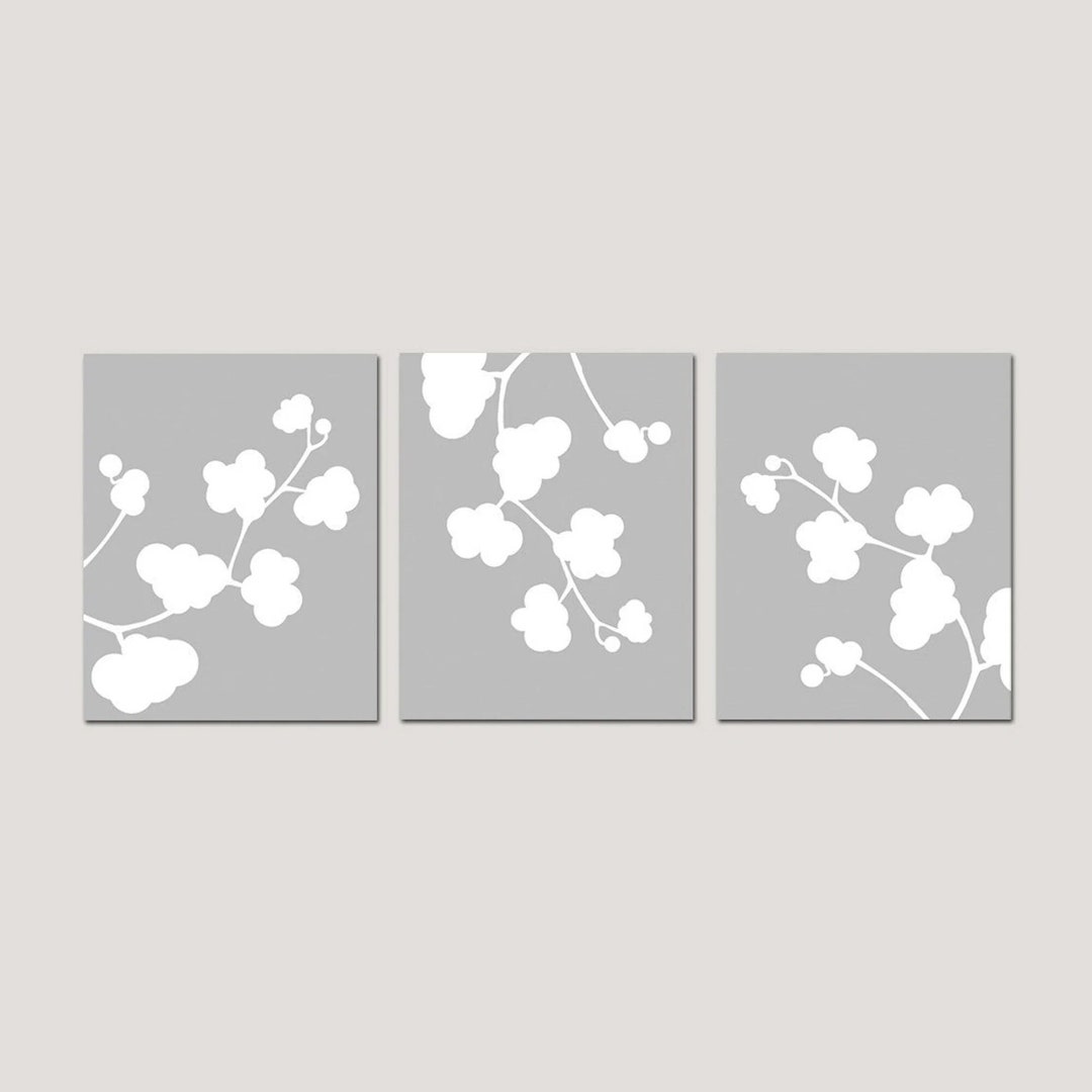 Clover Wall Art Gray Floral Art Grey Botanical Art Gray - Etsy
