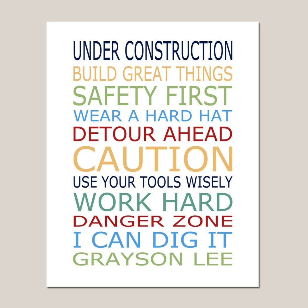 Construction Rules Sign Construction Decor Construction Wall - Etsy