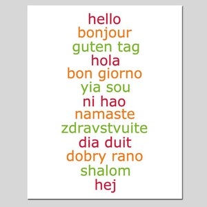 Hello In Different Languages Print Hello Sign Hello Print | Etsy