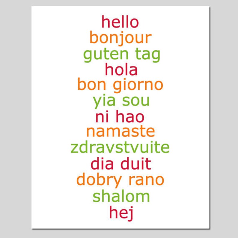 Hello In Different Languages Print Hello Sign Hello Print | Etsy