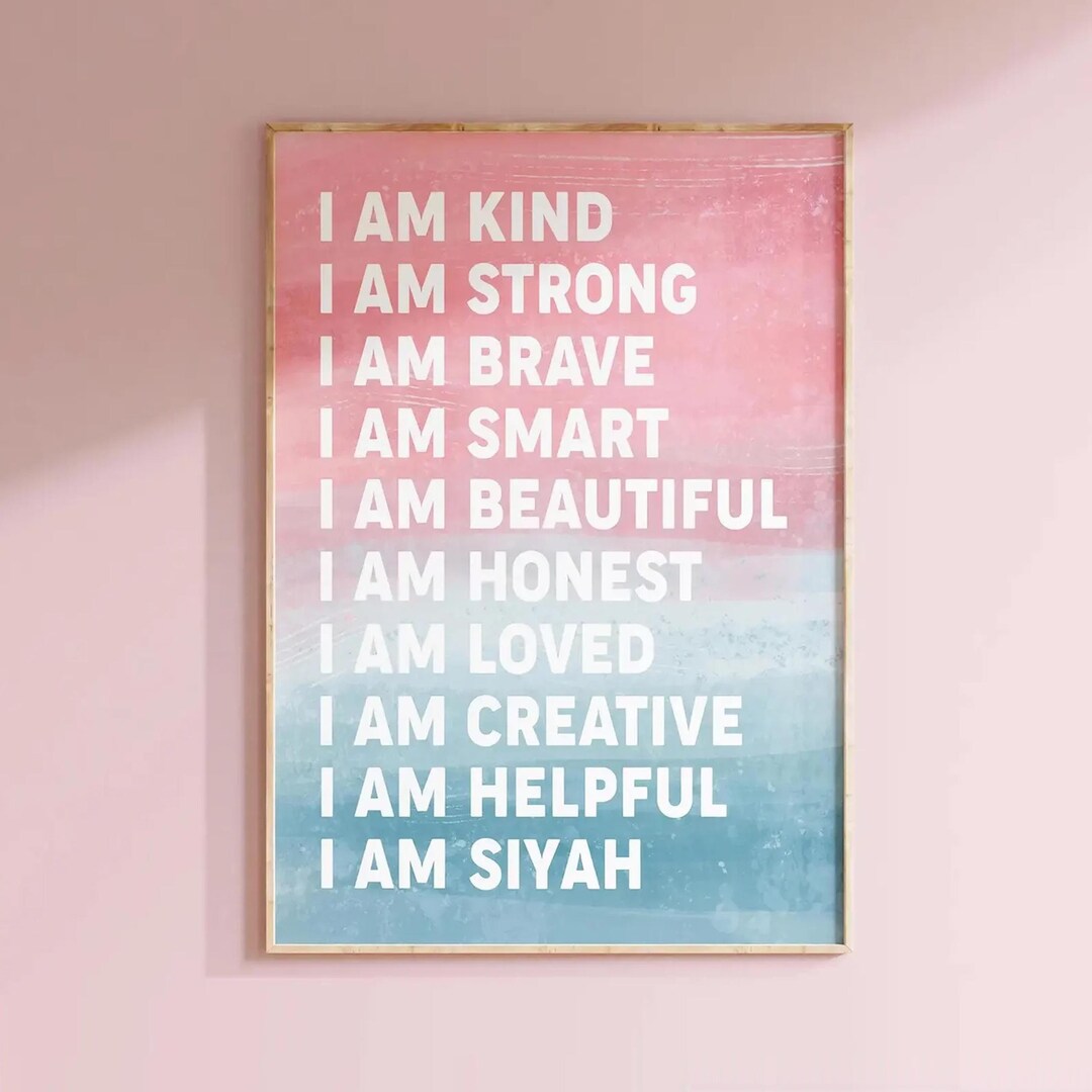 Personalized Affirmations for Girls Wall Art, Tween Girl Affirmations ...