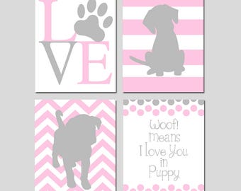 Puppy Nursery Art Dog Nursery Decor Woof Means I Love You in | Etsy