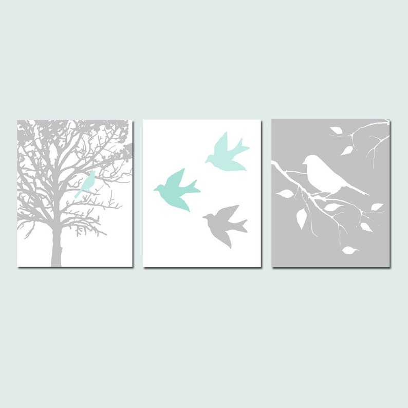 Mint Nursery Decor Mint and Gray Nursery Art Prints Set of 3 | Etsy
