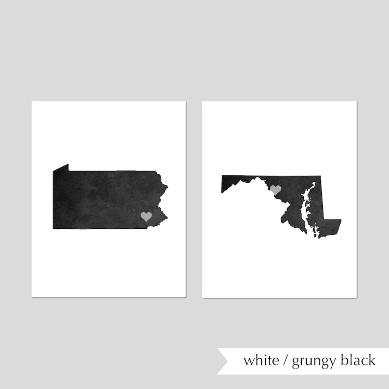 Two States Prints, Two States Wedding Gift, Two States Wall Art ...