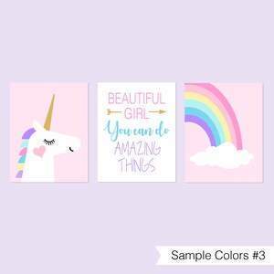 Girls Wall Art Unicorn Decor, Little Girl Room Decor, Pastel Rainbow ...