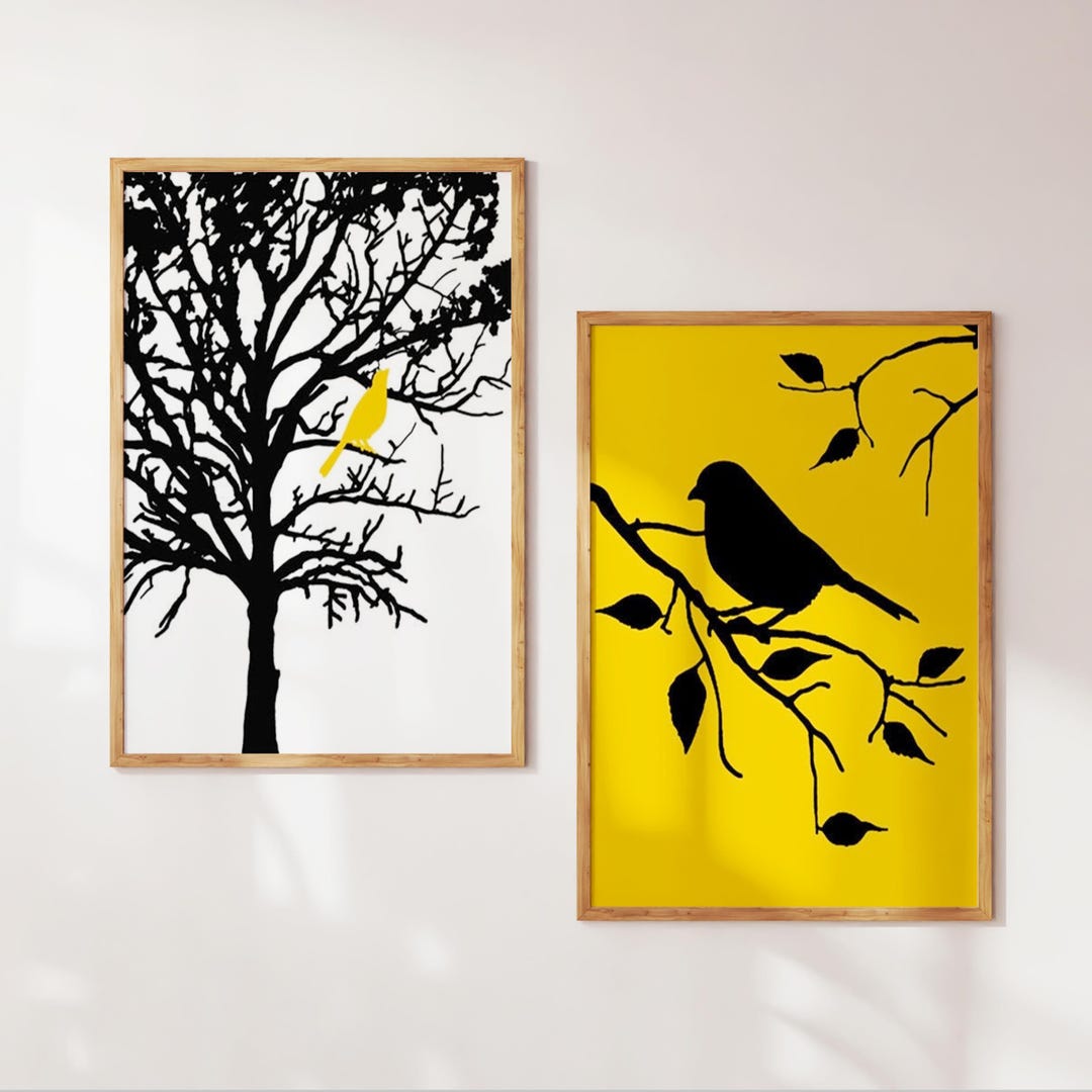 Bird and Tree Art, Bird Wall Art Set of 2 Bird Prints, Bird Artwork Set ...
