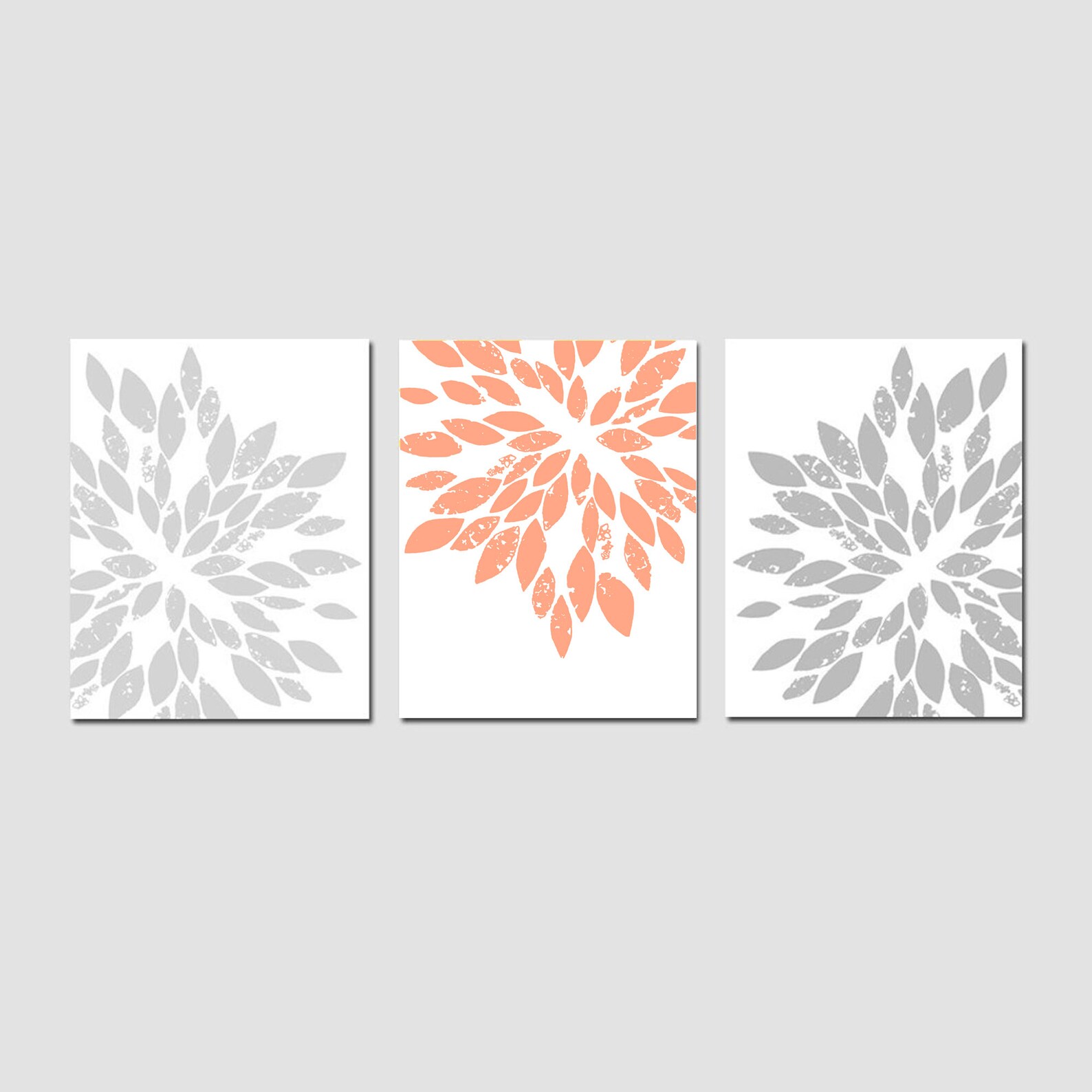Flower Wall Art - Flower Burst Art - Floral Burst Art - Set of 3 Floral ...
