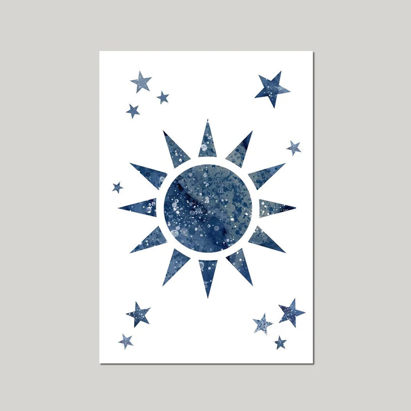 Celestial Wall Art Blue Celestial Art Prints Sun and Moon - Etsy