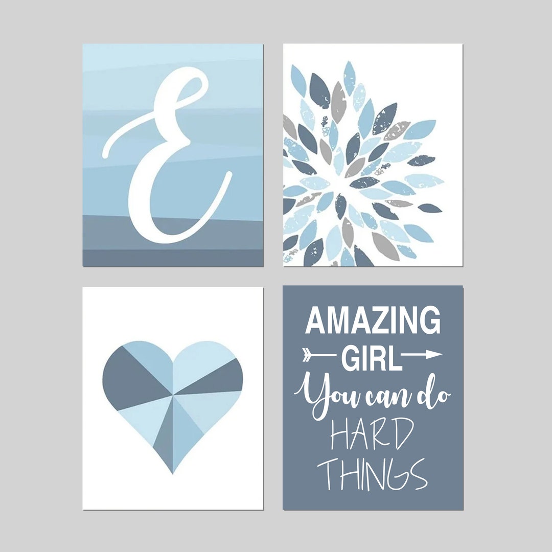 Teenage Girl Bedroom Decor, Tween Girl Room Decor, Blue Wall Art for ...