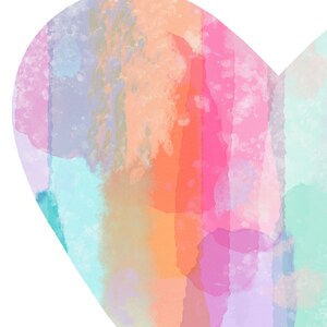 Watercolor Heart Art Prints, Tween Girl Room Decor, Colorful Heart Wall ...