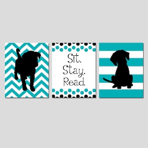 Sit Stay Read Puppy Dog Nursery Art, Playroom Decor, Classroom Decor ...