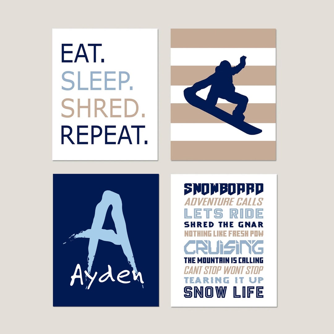 Snowboard Decor, Tween Boy Room Decor Wall, Kids Snowboarding Art, Teen ...