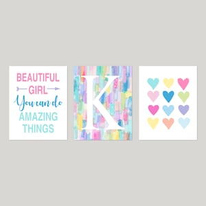 Colorful Girls Room Decor, Tween Girl Bedroom Art, Colorful Heart Art ...