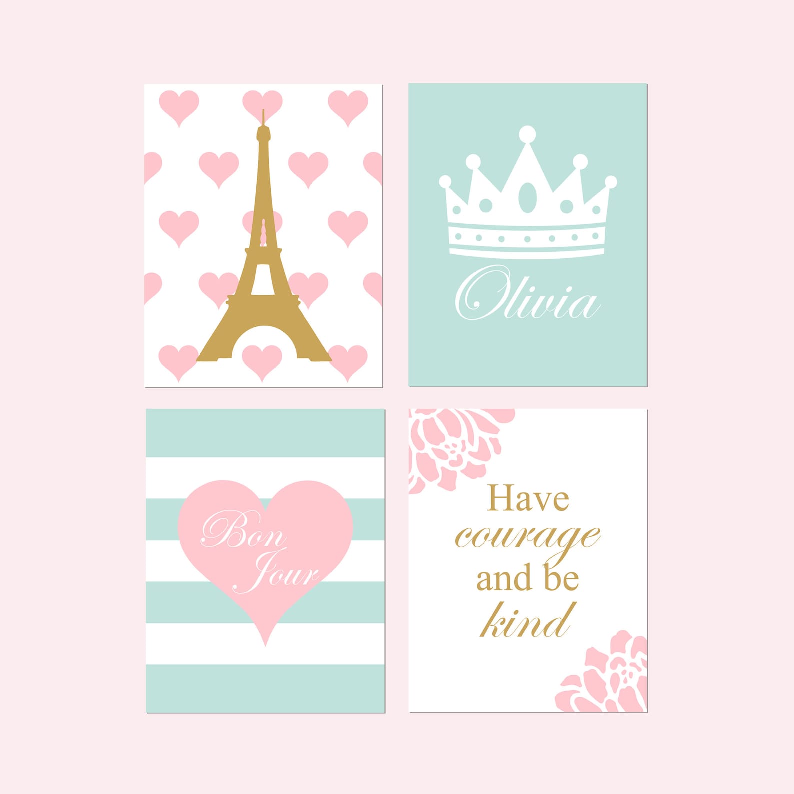 Paris Decor for Girls Room Decor Paris Wall Art Pink Paris Decor, Set ...