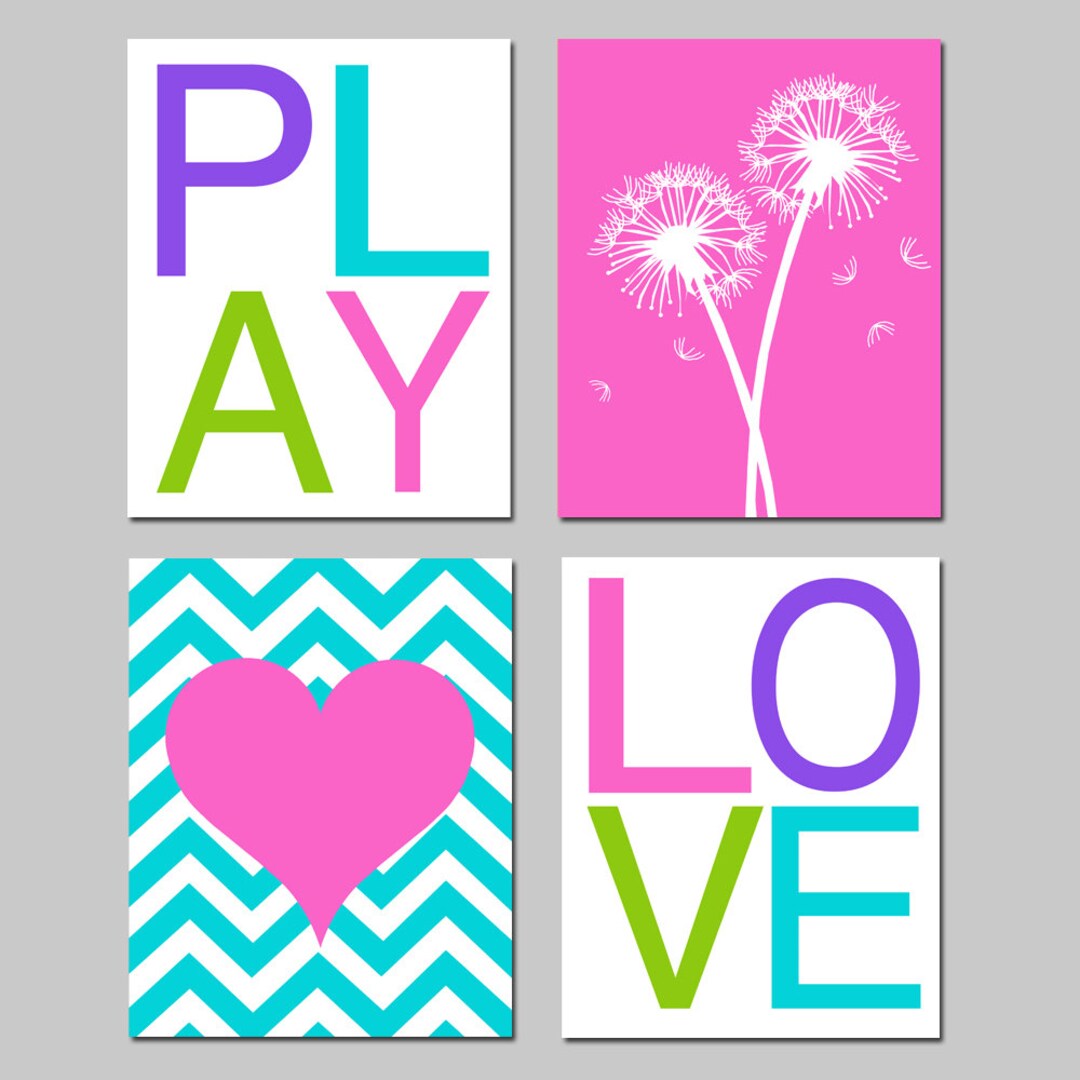 Girl Playroom Decor Girl Playroom Art, Playroom Wall Art, Love Play ...