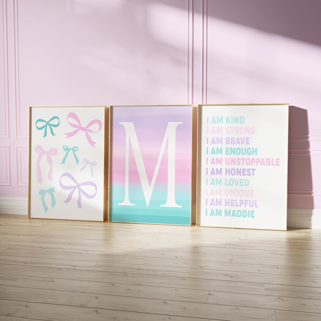 Pastel Coquette Room Decor Girls, Personalized Positive Affirmations ...