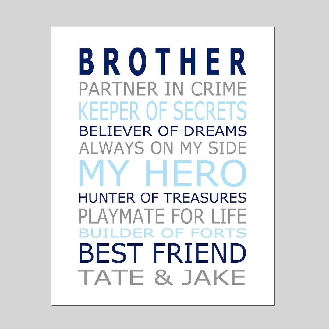 Personalized Brother Sign Brother Print or Brother Canvas - Etsy