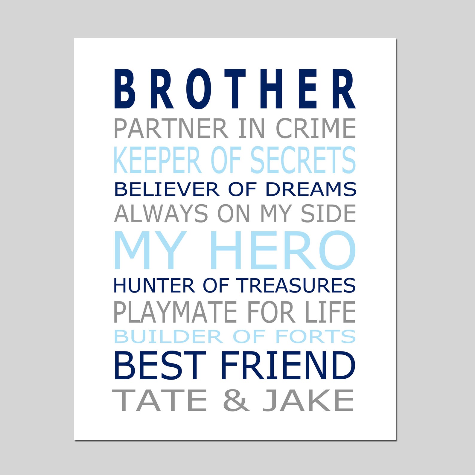 Personalized Brother Sign Brother Print or Brother Canvas - Etsy