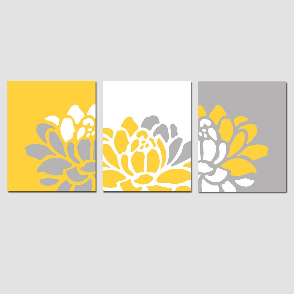 Floral Trio Set of Three Prints or Canvas Modern Nursery | Etsy