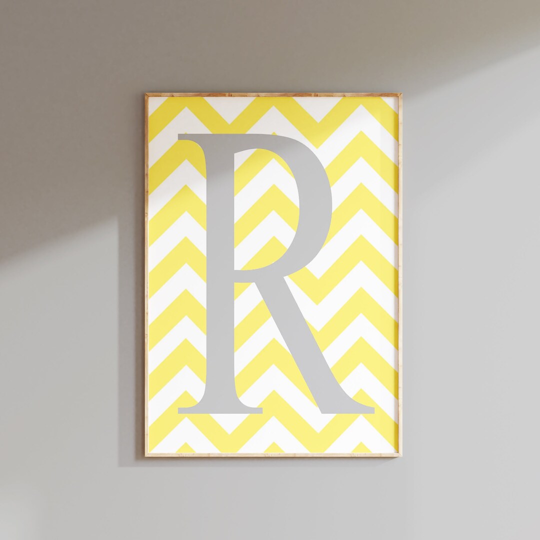Chevron Initial Print, Kids Room Decor, Neutral Nursery Art ...