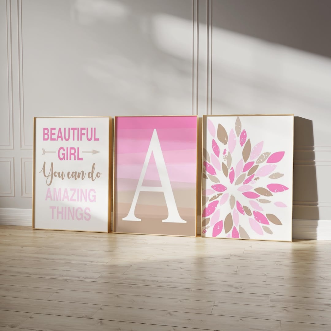 Pink Wall Art for Girls Room Decor, Gift for Tween Girl, Positive ...