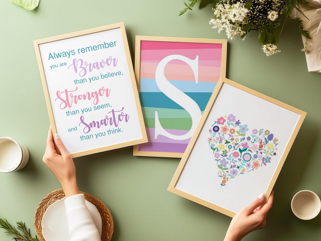 Tween Room Decor Girl, Flower Heart Print, Tween Girl Bedroom Wall Art ...