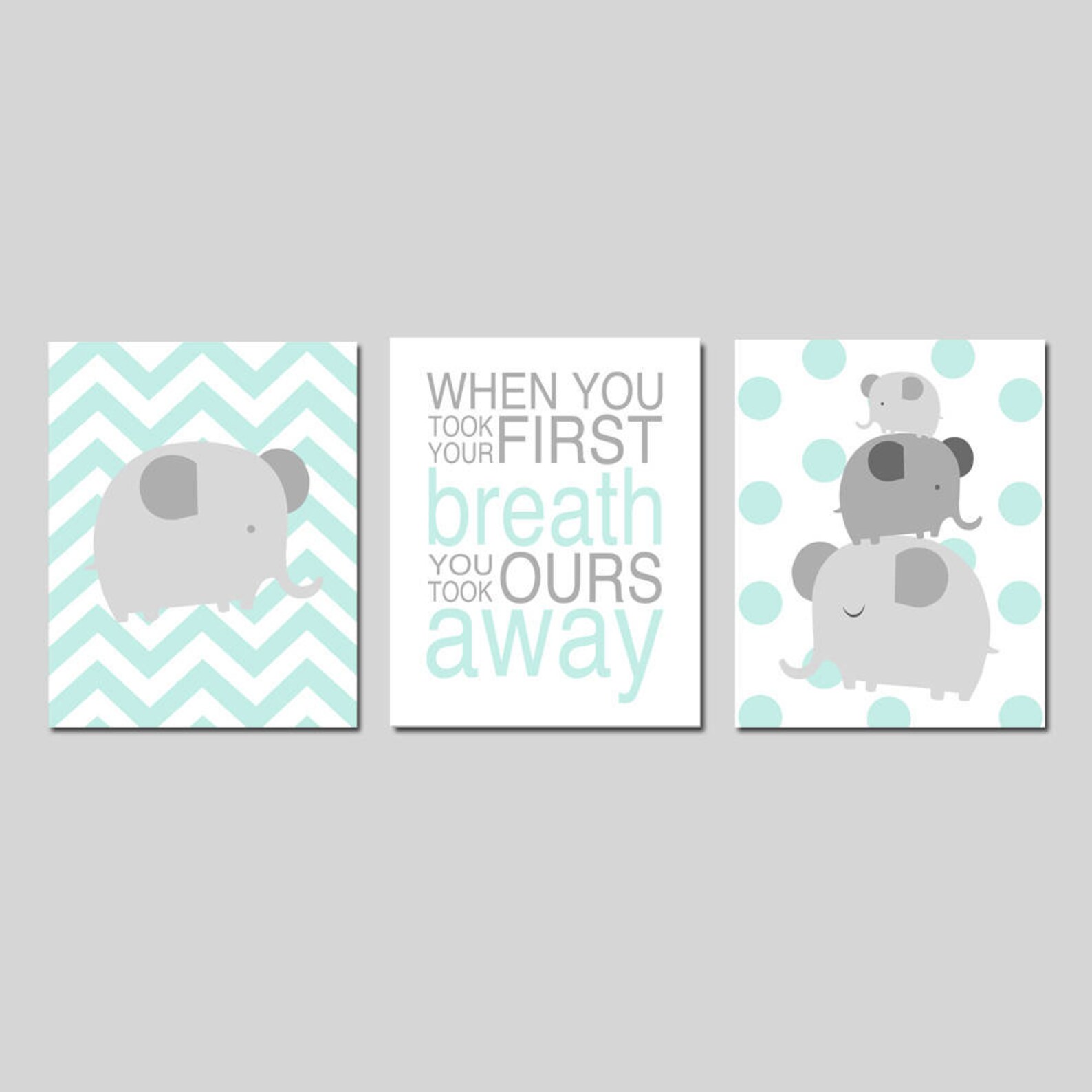 Mint Elephant Nursery Art Mint Elephant Nursery Decor When You - Etsy