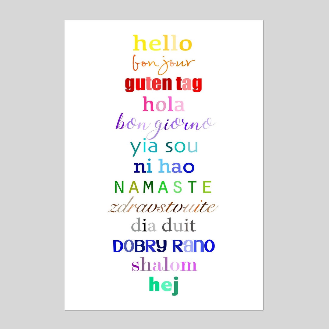 Hello in Different Languages Hello Languages Print Rainbow - Etsy