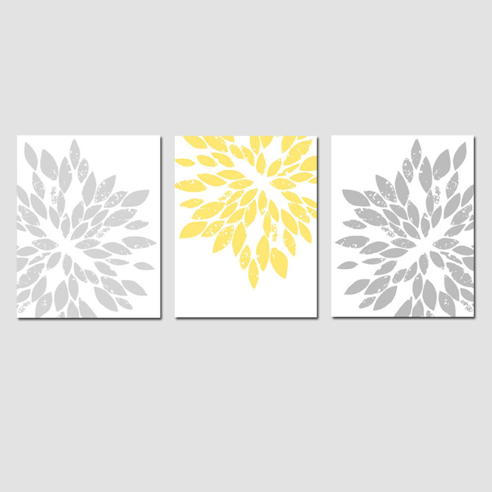 Flower Wall Art - Flower Burst Art - Floral Burst Art - Set of 3 Floral ...