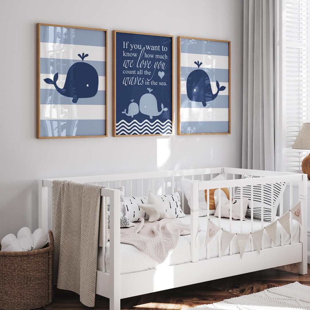 Whale Theme Nursery Decor Boy, Whale Art for Nursery, Whale Nursery ...