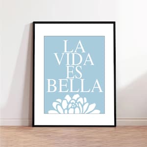 La Vida Es Bella Floral Print With Spanish Quote Life is - Etsy