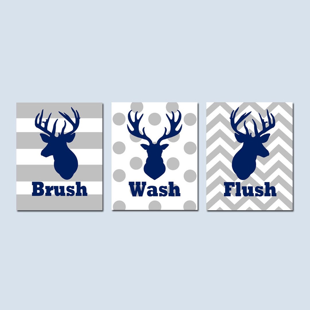 Deer Bathroom Art for Kids, Toddler Boys Bathroom Decor, Deer Wall Art ...