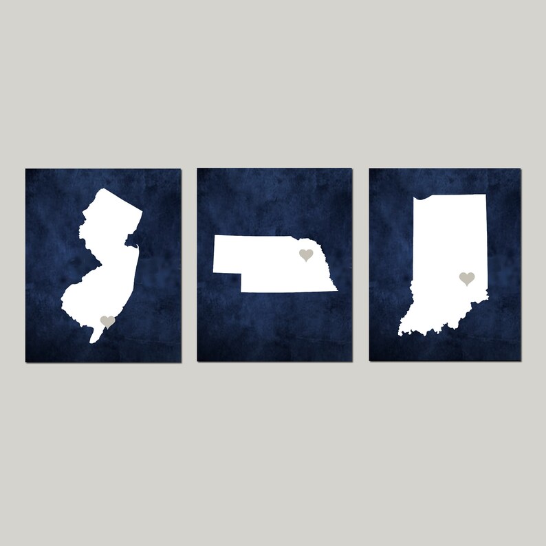 3 State Prints State Wall Art States Map Art Set of Three - Etsy