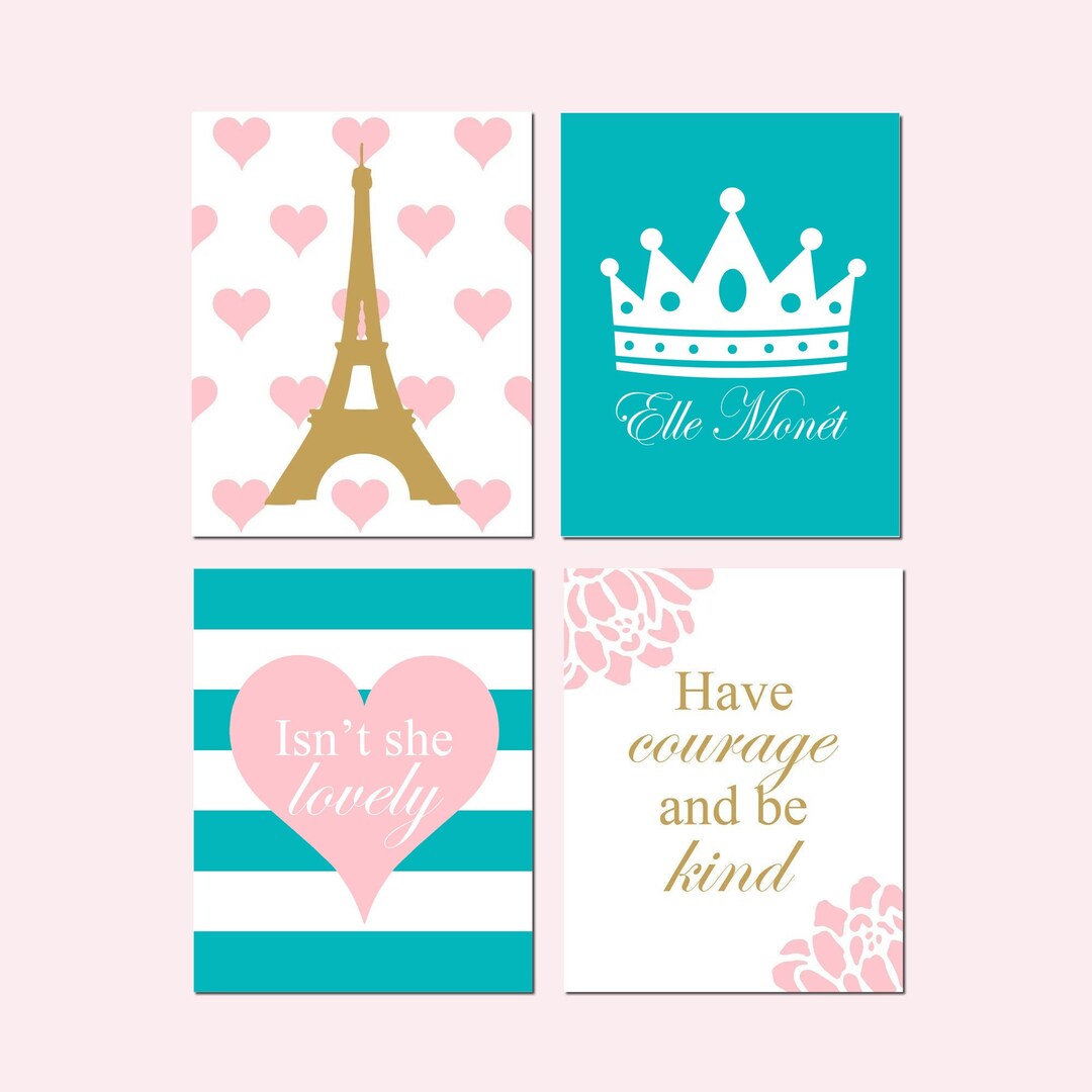 Paris Room Decor for Girls Room Decor, Pink Teal Gold Paris Decor ...
