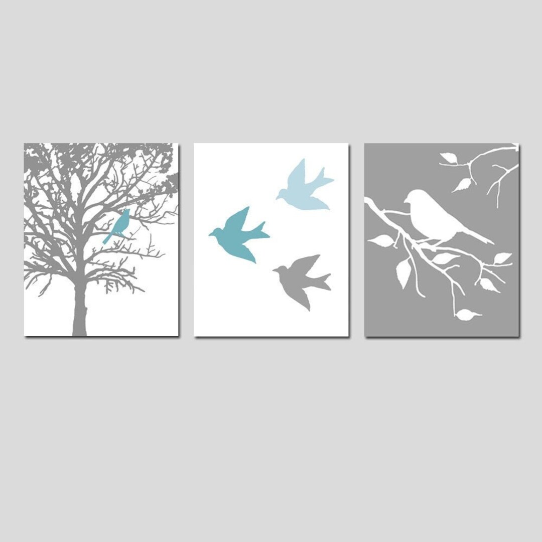 Bird Wall Art Modern Bird Decor Set of Three 8x10 Bird Prints Bird ...