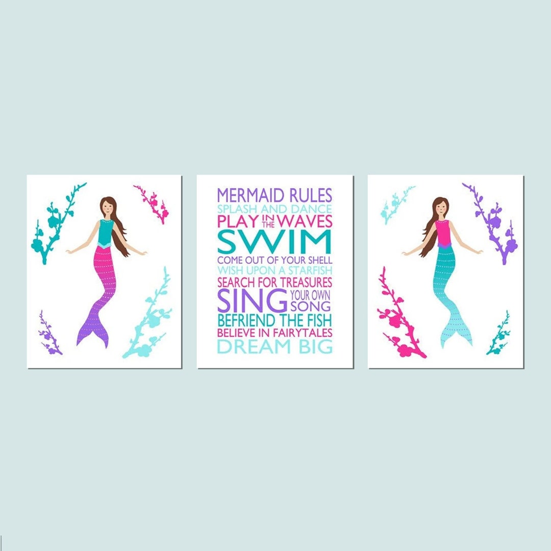 Mermaid Art Mermaid Bedroom Art Mermaid Rules Mermaid - Etsy