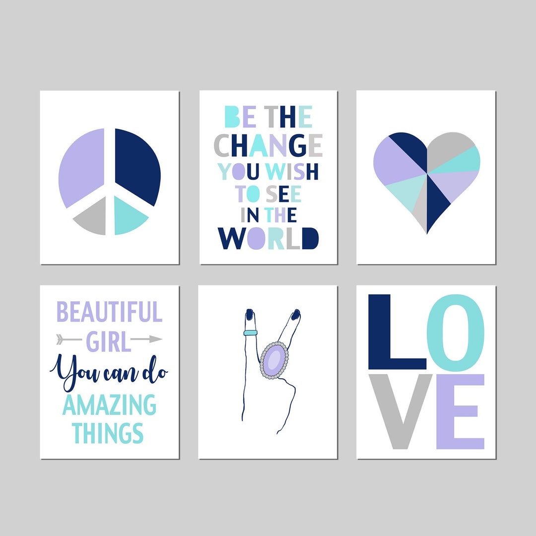 Tween Girl Room Decor, Peace Sign Art, Positive Quotes for Teen Girl ...